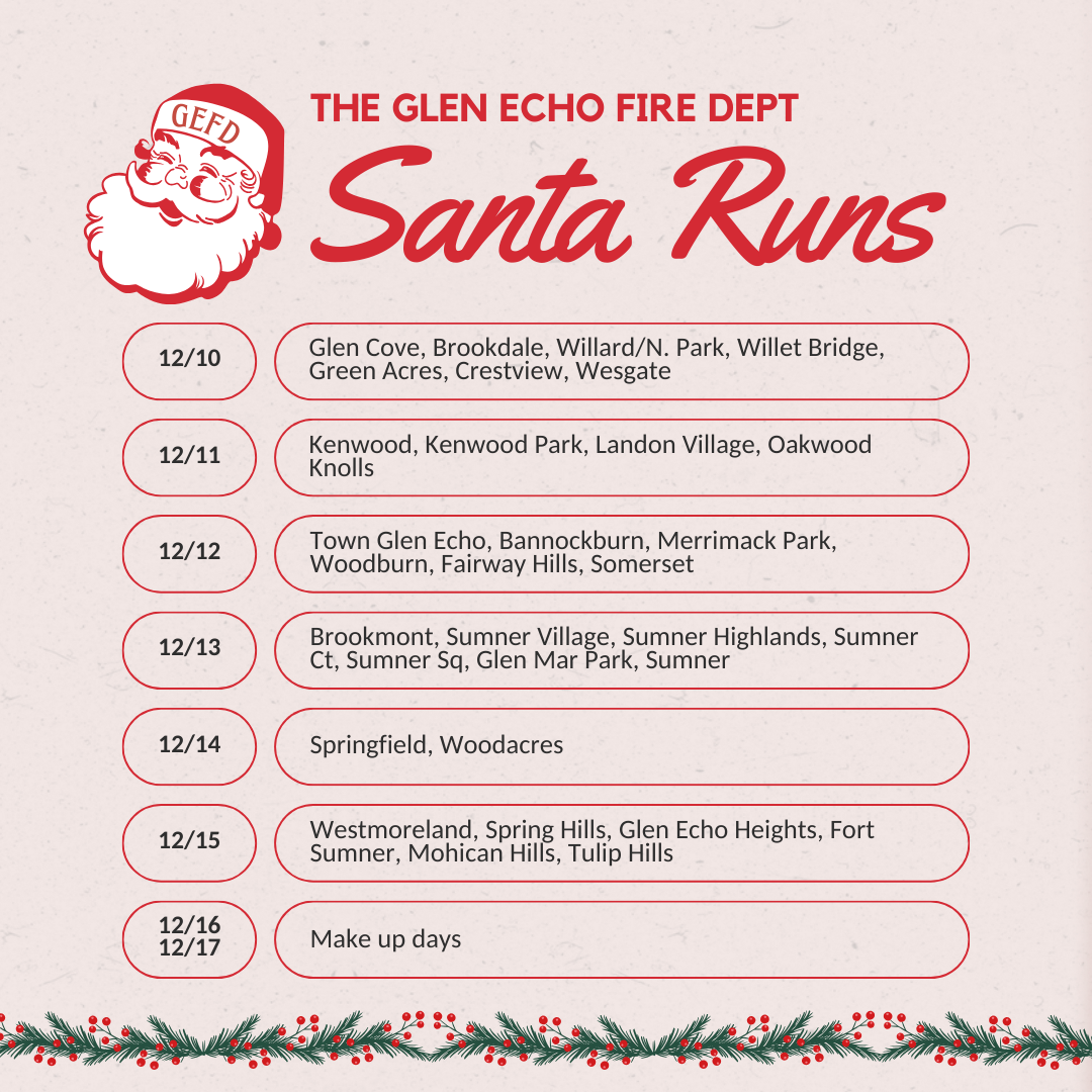 GEFD Santa Runs 2024 - Glen Echo Fire Department